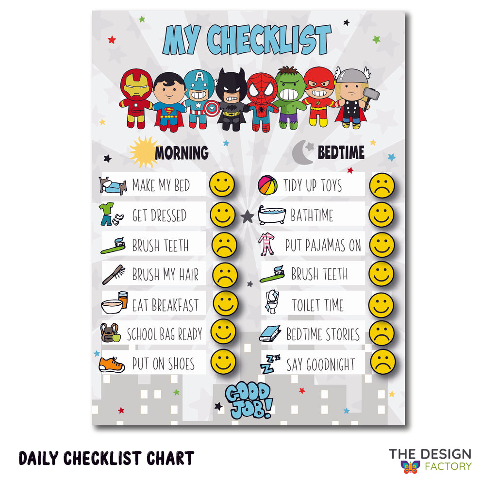 Daily checklist chart - Superheroes – thedesignfactoryshop