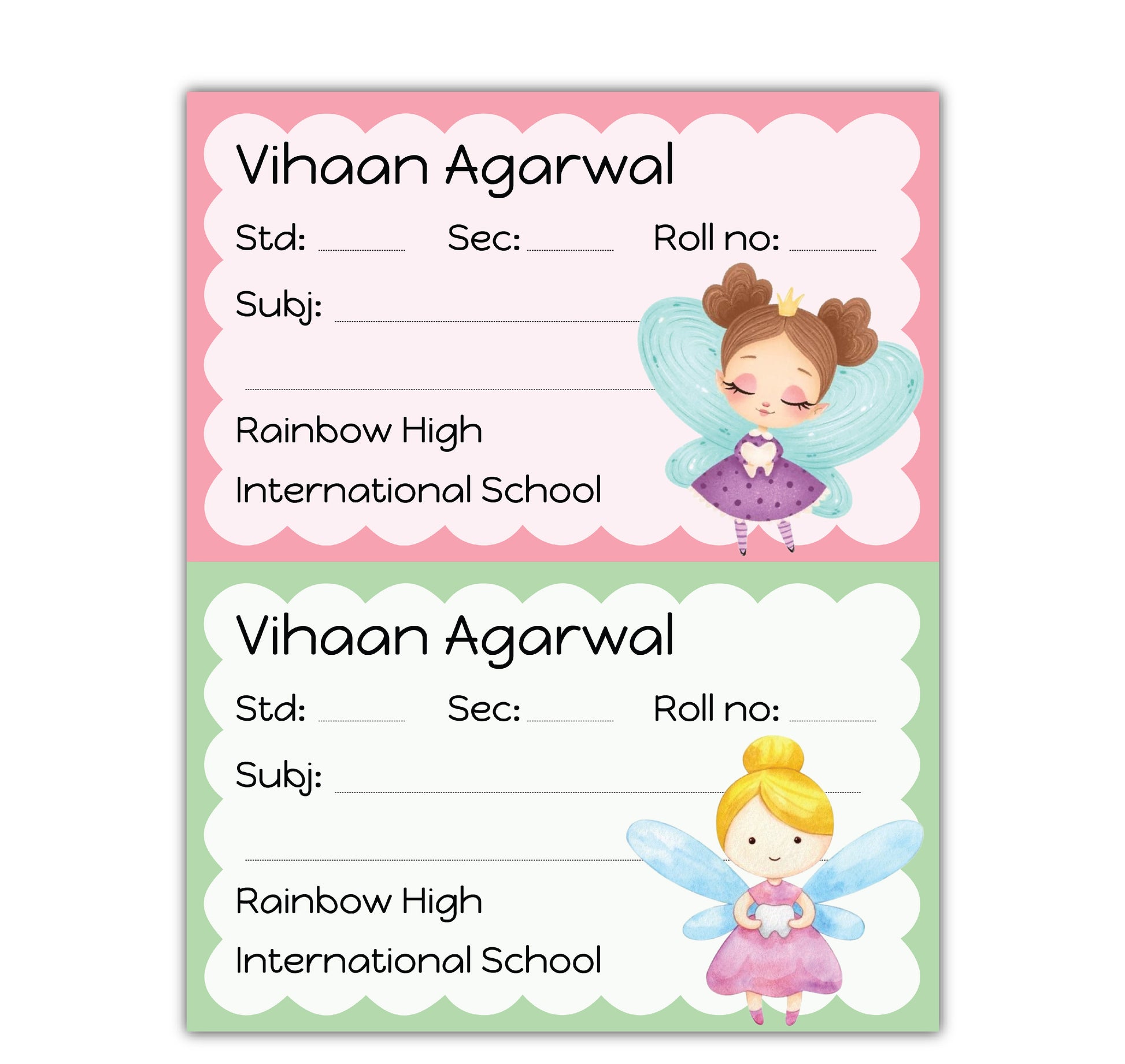 School Book Labels - Fairies – thedesignfactoryshop