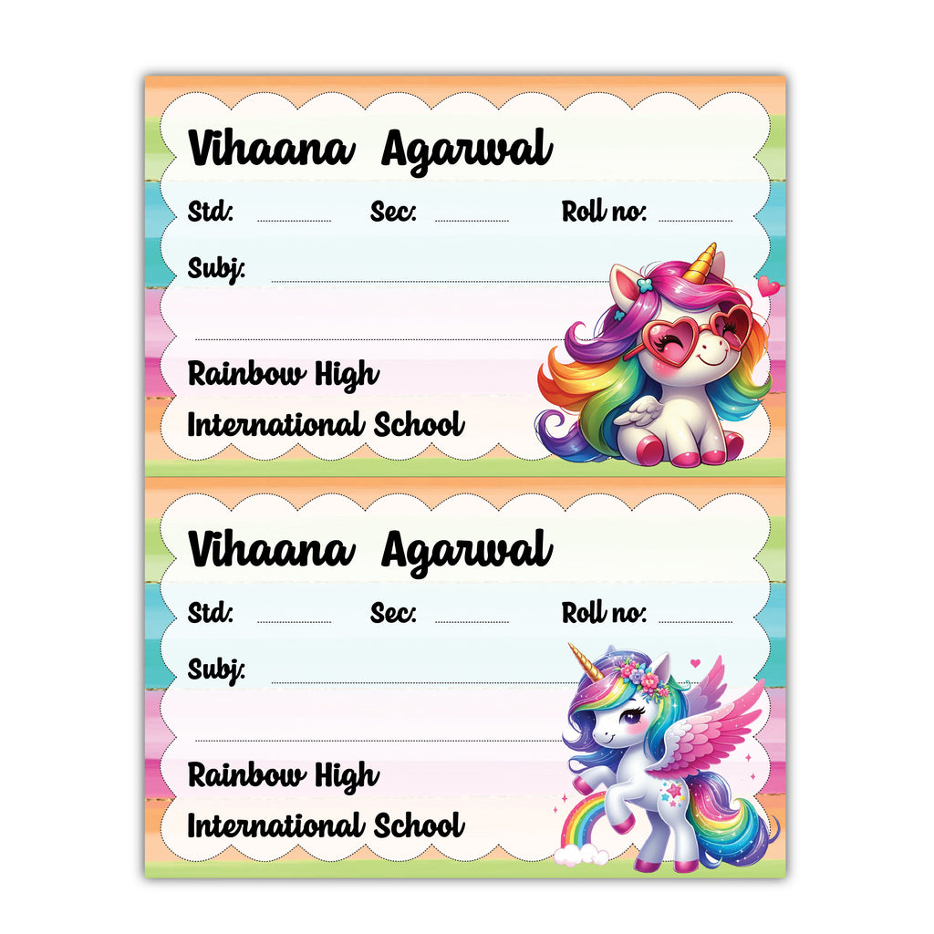 School Book Labels - Rainbow Unicorn – thedesignfactoryshop